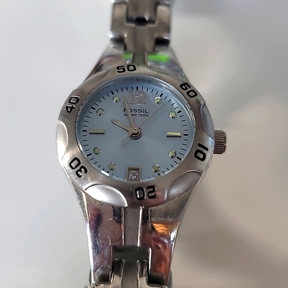 Fossil | Accessories | Fossil Watch Stainless Steel Baby Blue With Date ...